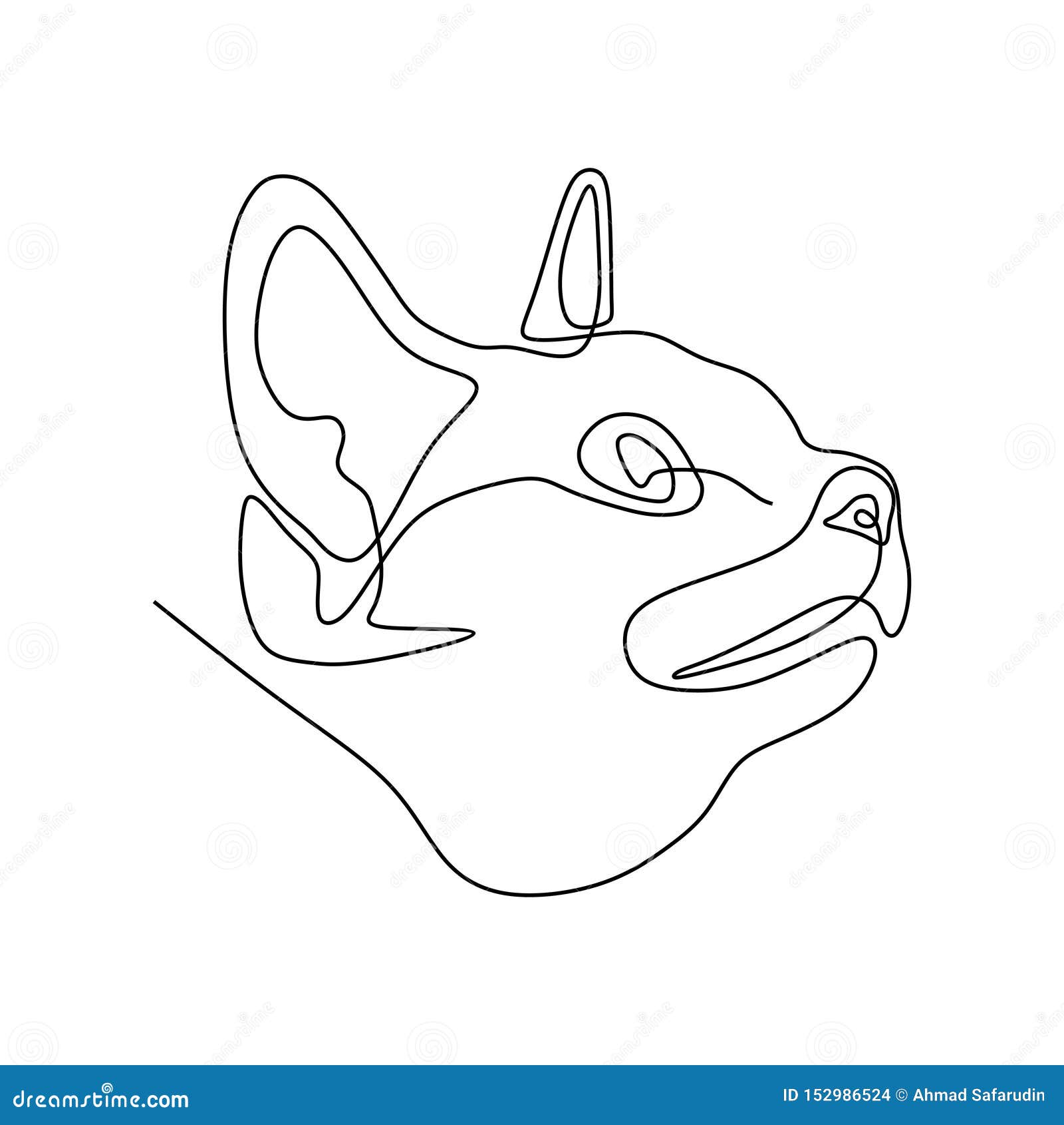 Single Line Kitten Cat Head Stock Vector - Illustration of hand ...