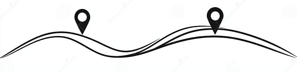 Single Line Path Drawn with Map Pins or Navigation Pointers that Indicate the Geolocation. Stock ...