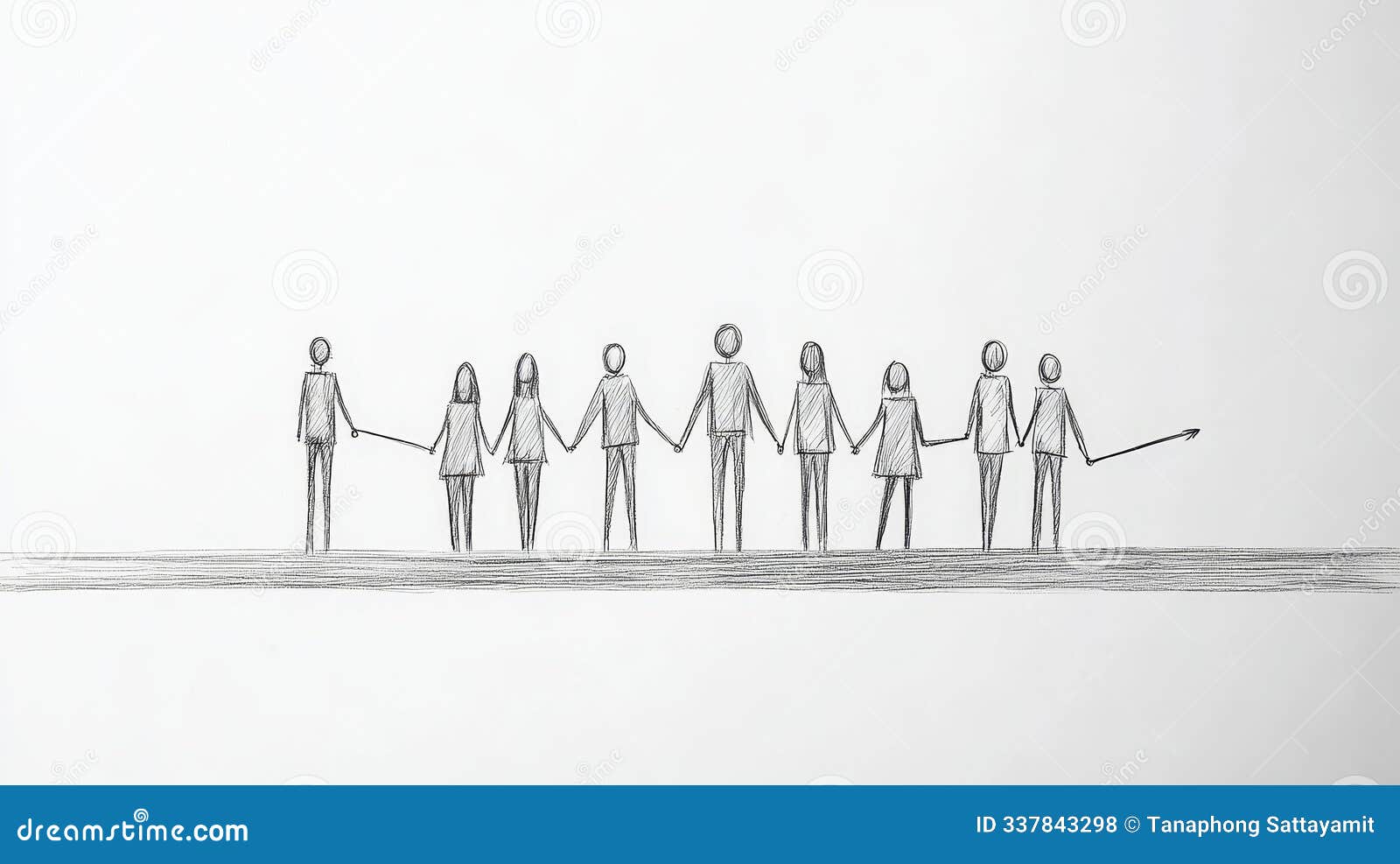 A Singleline Pencil Drawing Illustrating a Group of Stakeholders Joined ...