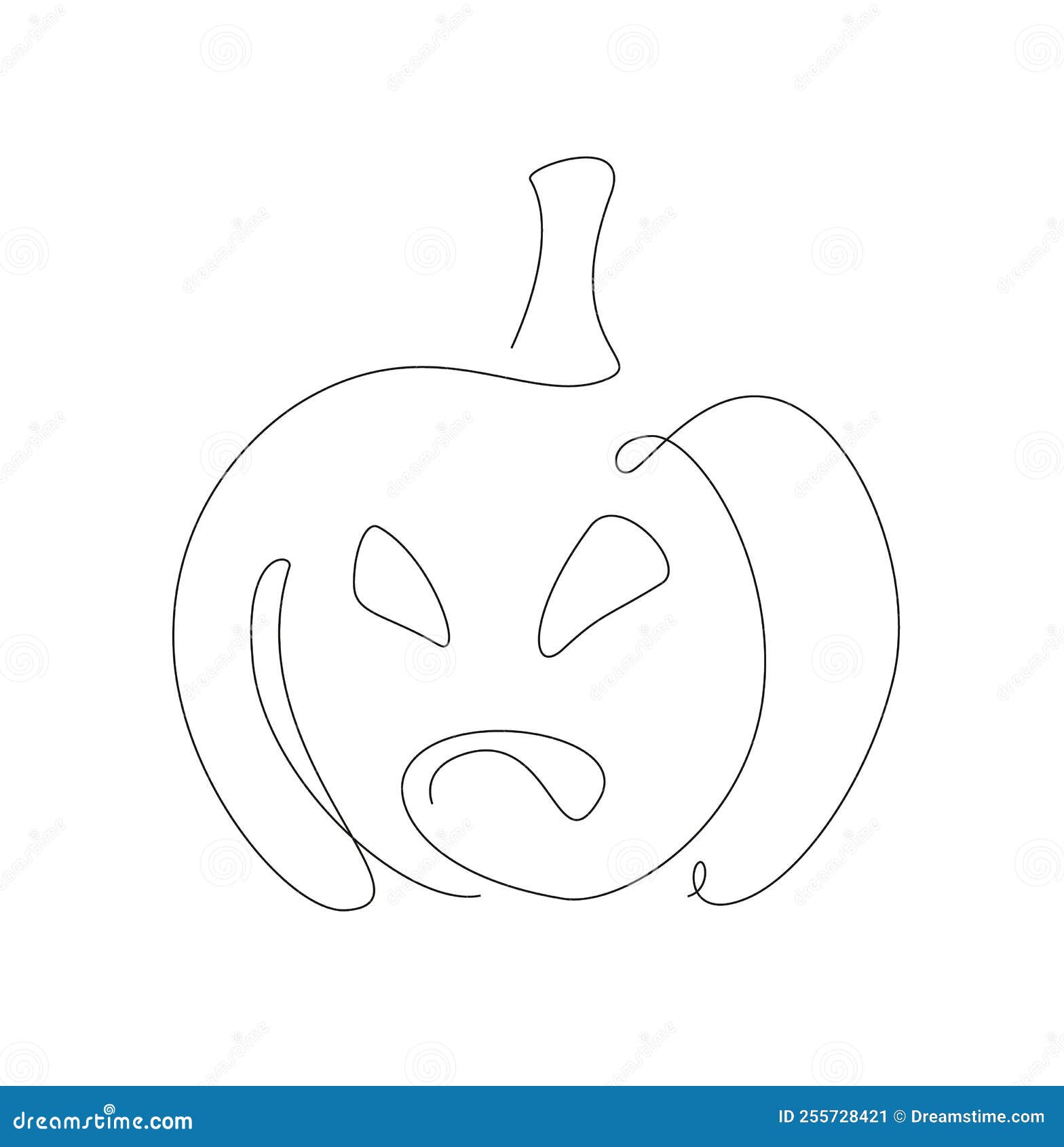 Single Line Pumpkin Illustration. Halloween Pumpkin One Line Vector ...