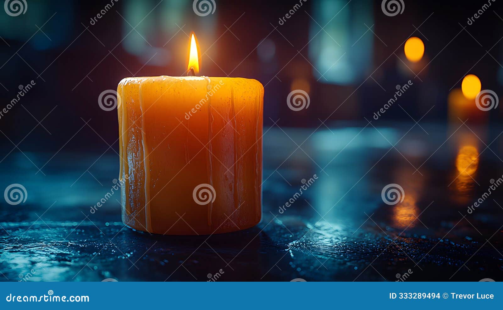 Single Lit Candle in Dark Room Stock Illustration - Illustration of ...