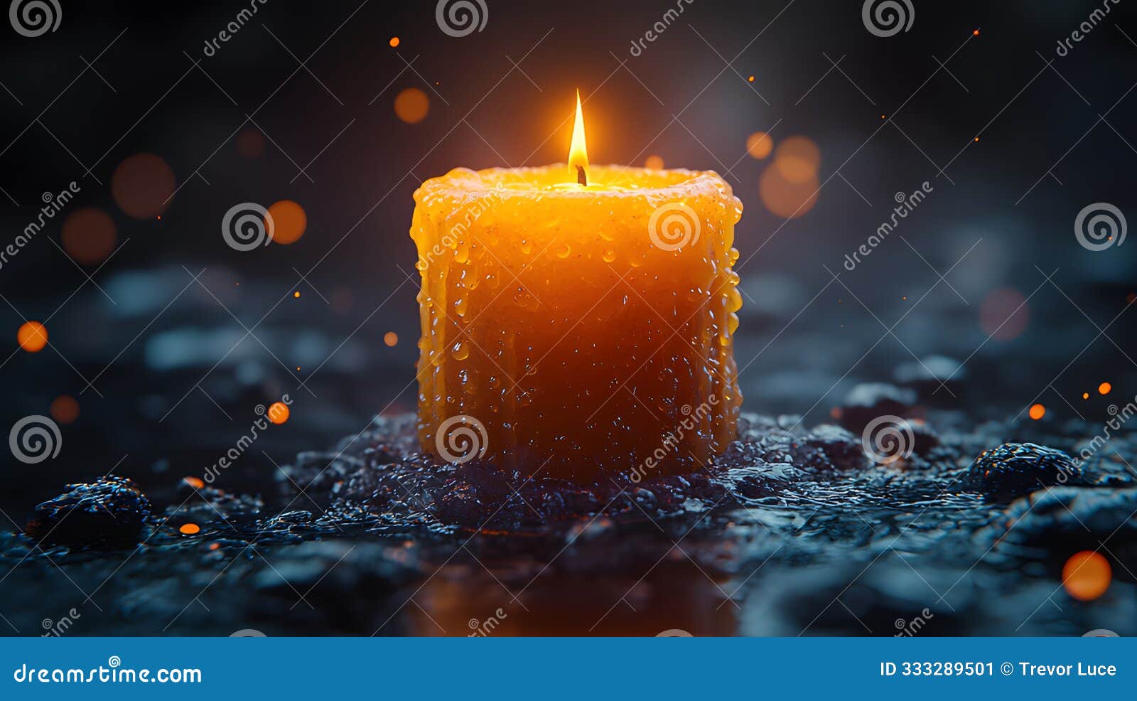 Single Lit Candle in Dark Room Stock Illustration - Illustration of ...