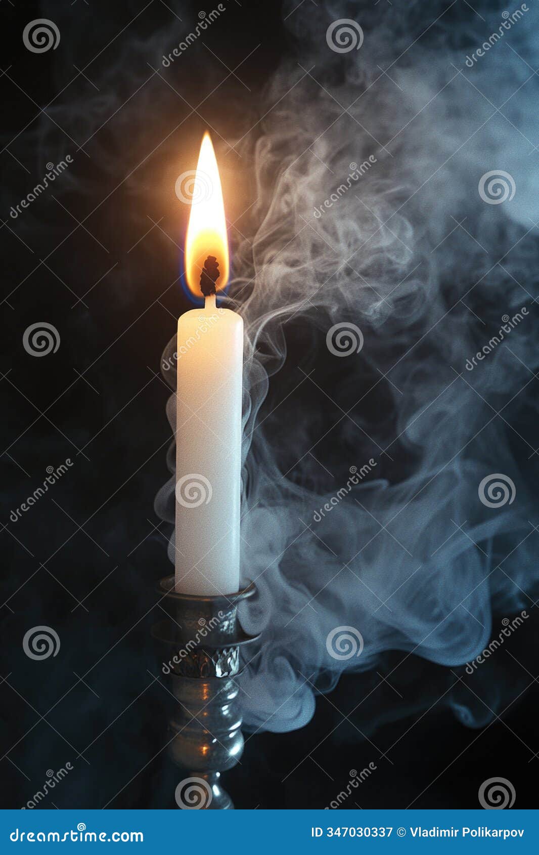 A Single Lit Candle with Visible Smoke Stock Image - Image of generated ...