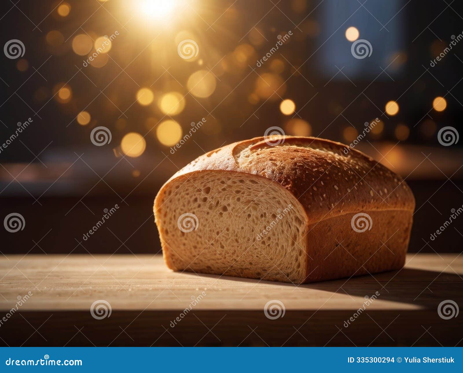 A Single Loaf of Bread Illuminated by a Beam of Light. Stock Photo ...