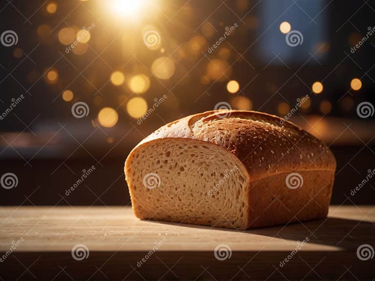 A Single Loaf of Bread Illuminated by a Beam of Light. Stock Photo ...