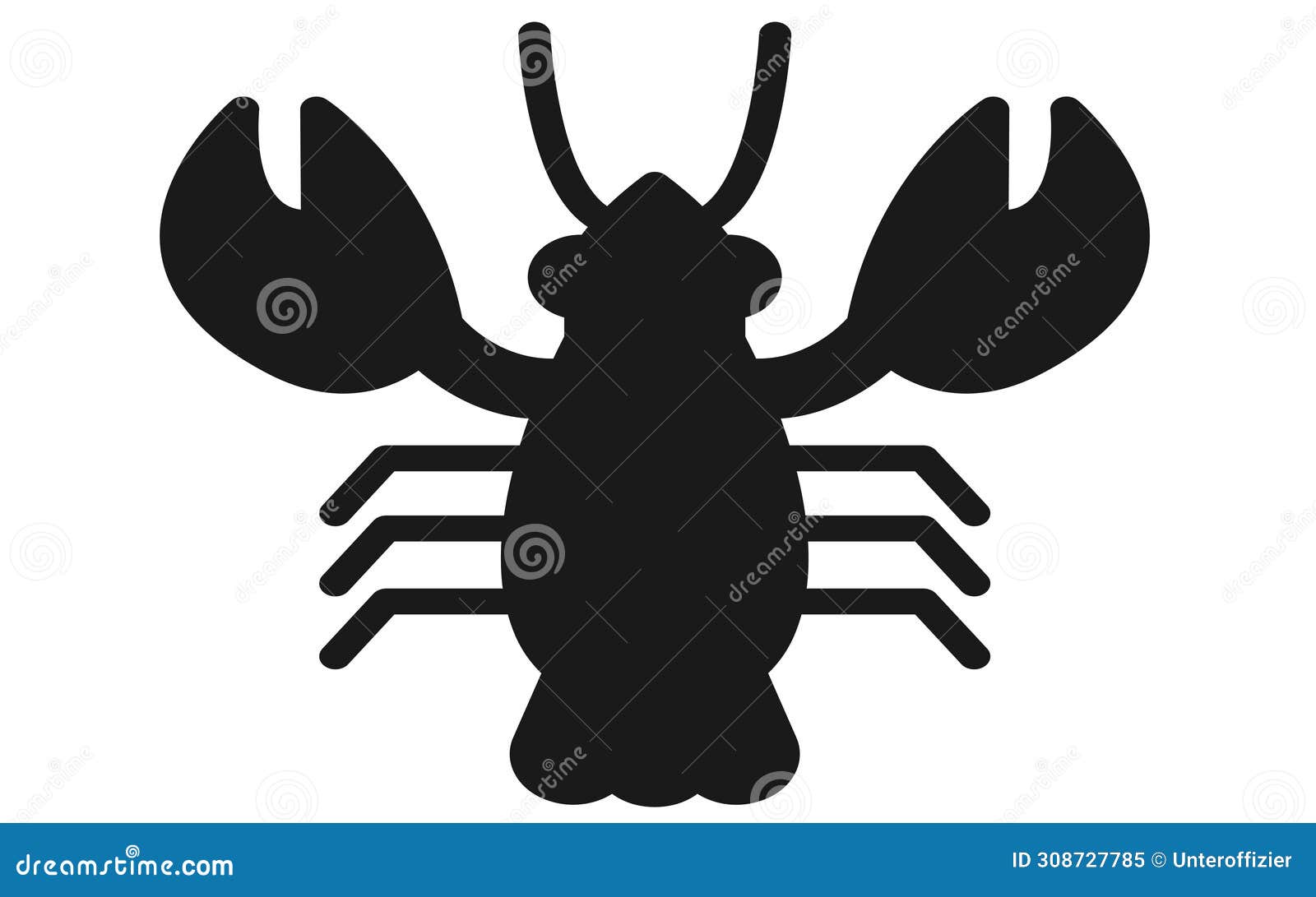 A Single Lobster Bold All Black Silhouette Against a White Backdrop ...