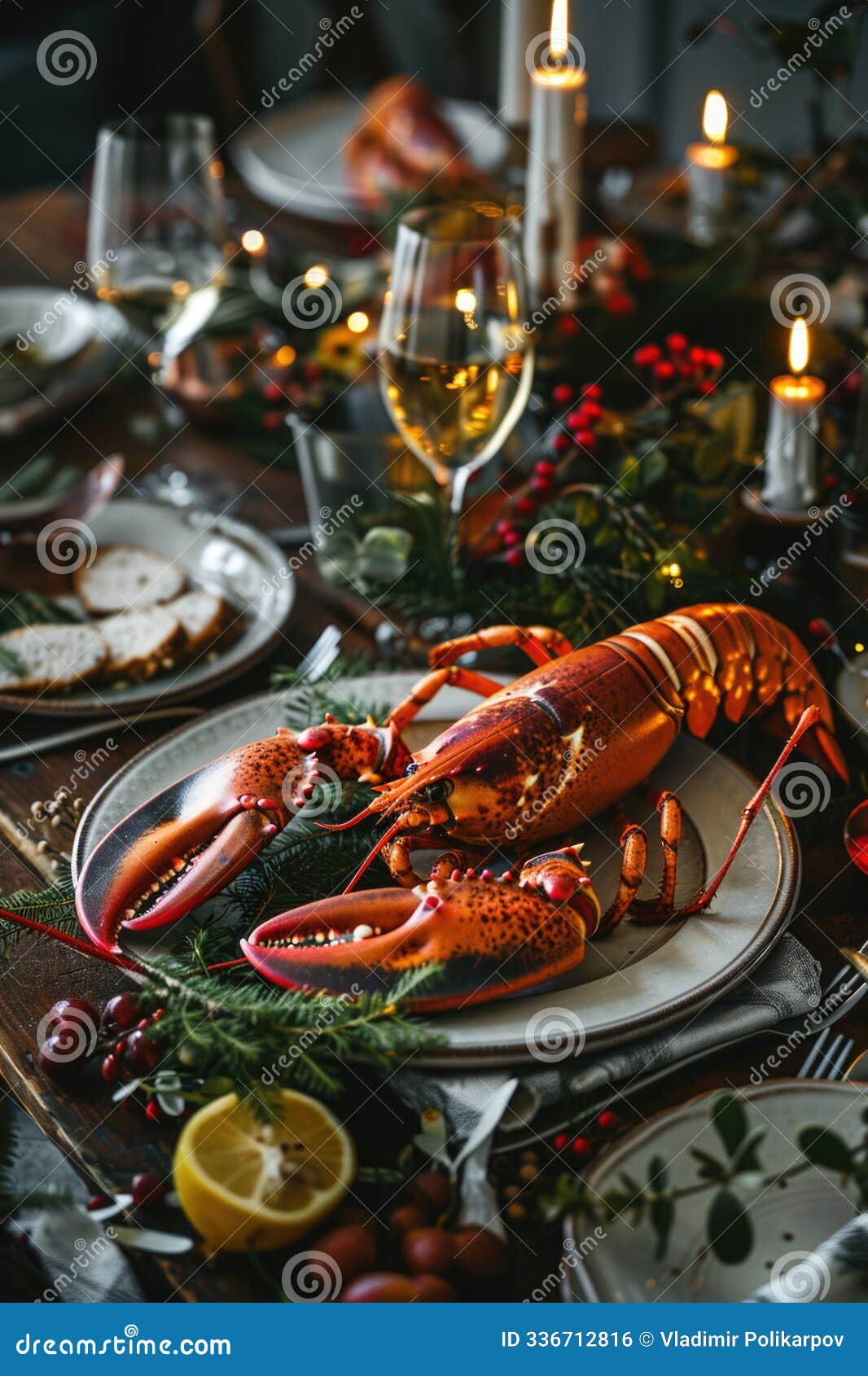A Single Lobster Sitting on a Plate on a Table Stock Photo - Image of ...
