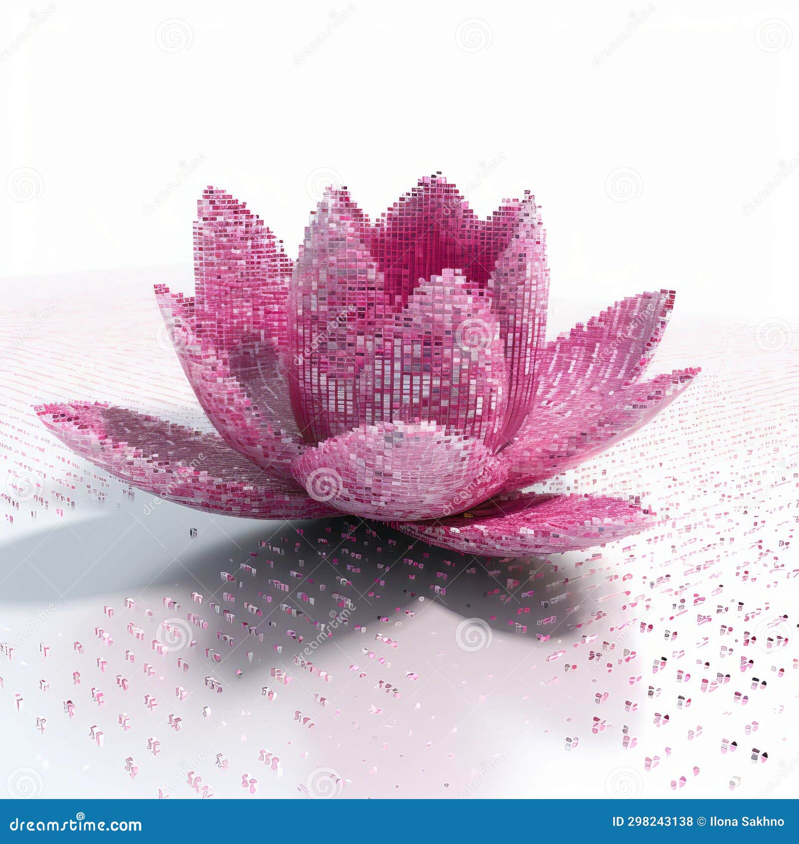 Single Lotus Disintegrating into Pink Binary Code Stock Illustration ...