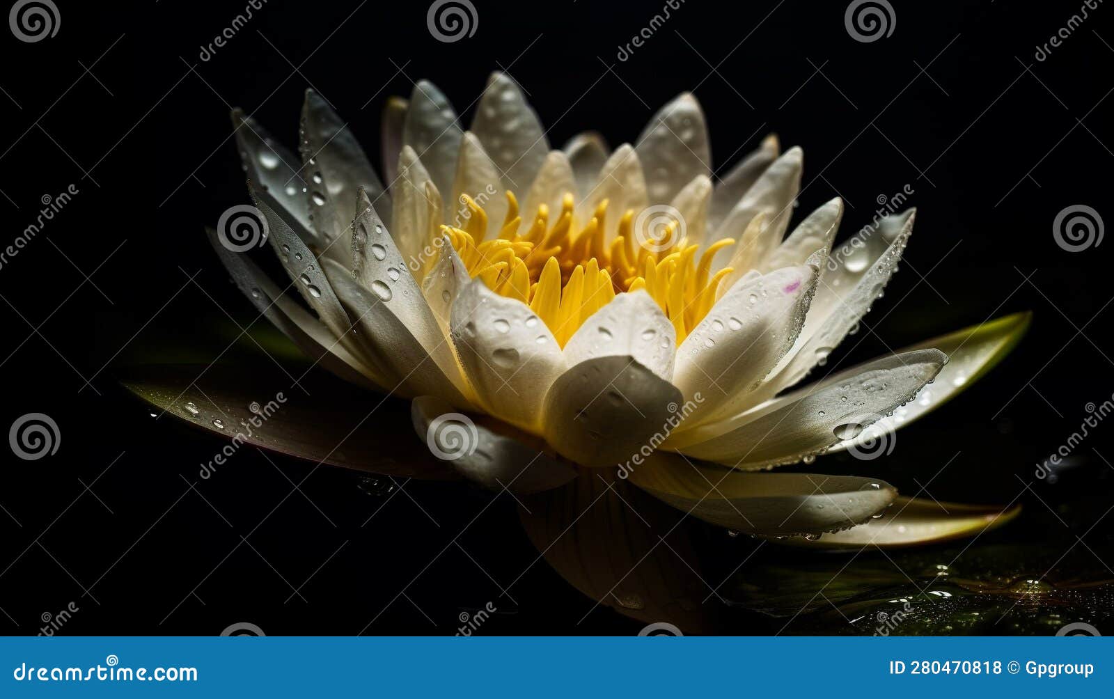 A Single Lotus Flower Head Reflects Tranquility Generated by AI Stock ...
