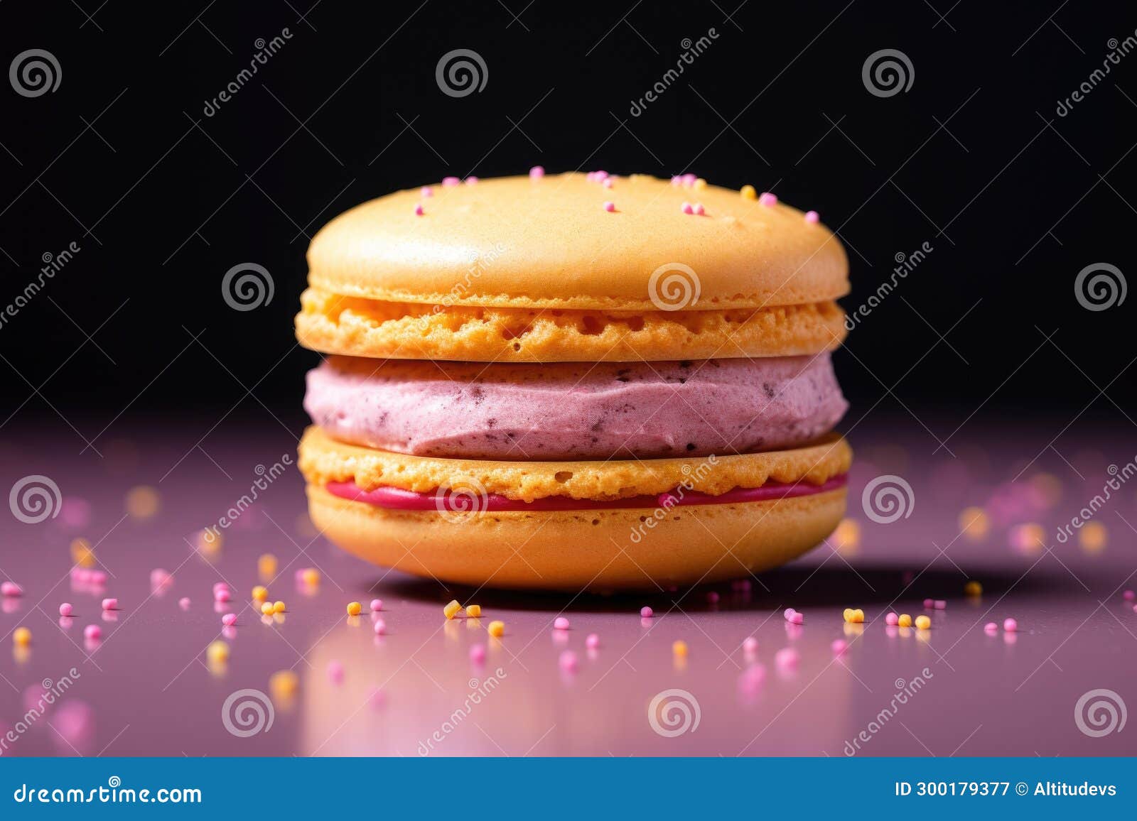 A Single Macaron on a Light Backdrop with a Bite Taken Out of it Stock ...