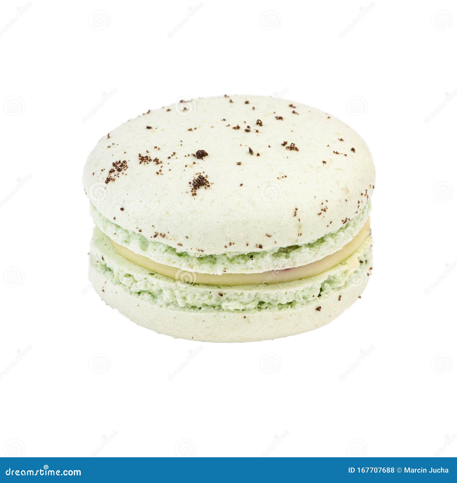 Single Macaroon Cookie. Detailed Close Up Studio Shoo Isolated on White ...