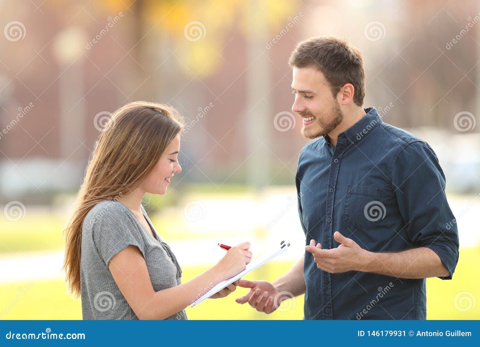 Single Man Asking a Survey in the Street Stock Image - Image of ...