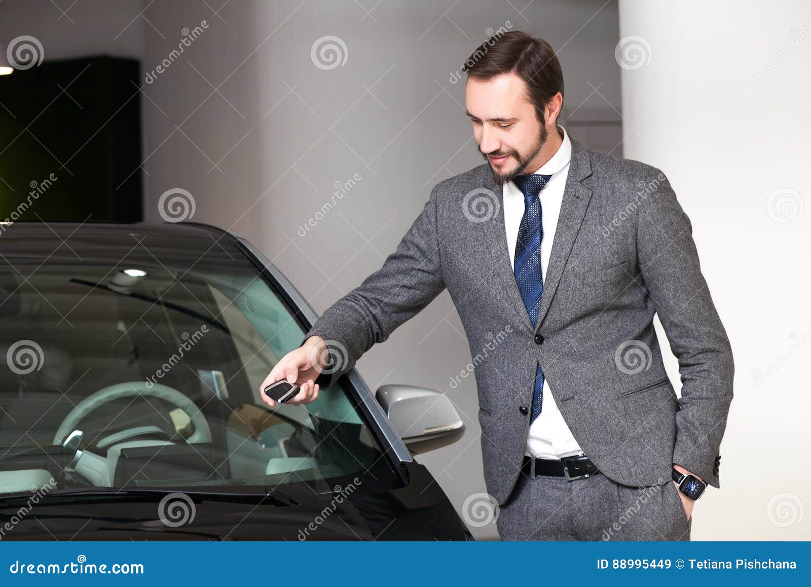 Single Man Chooses a Car in the Showroom Stock Image - Image of male ...