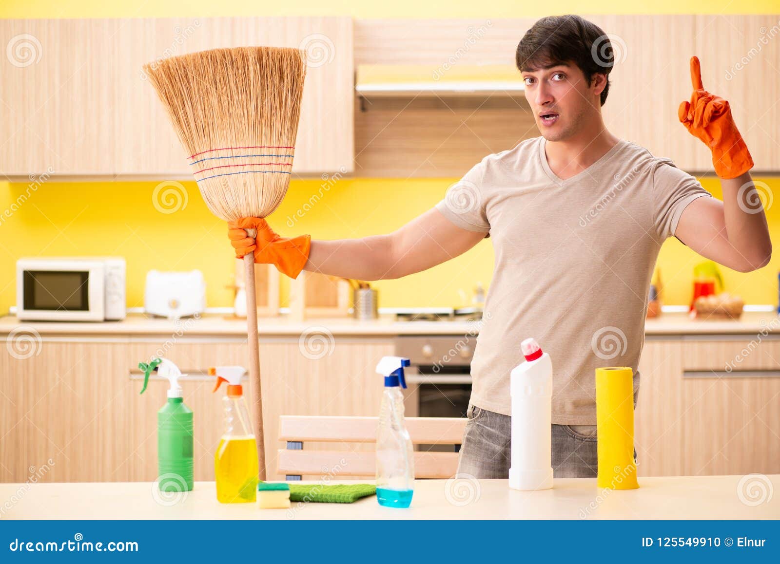 The Single Man Cleaning Kitchen at Home Stock Photo - Image of cleanup ...