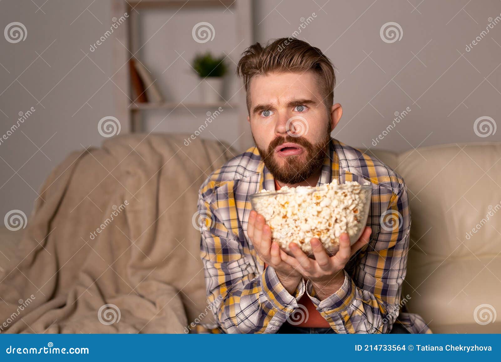 Single Man on the Couch Watching TV Stock Photo - Image of leisure ...