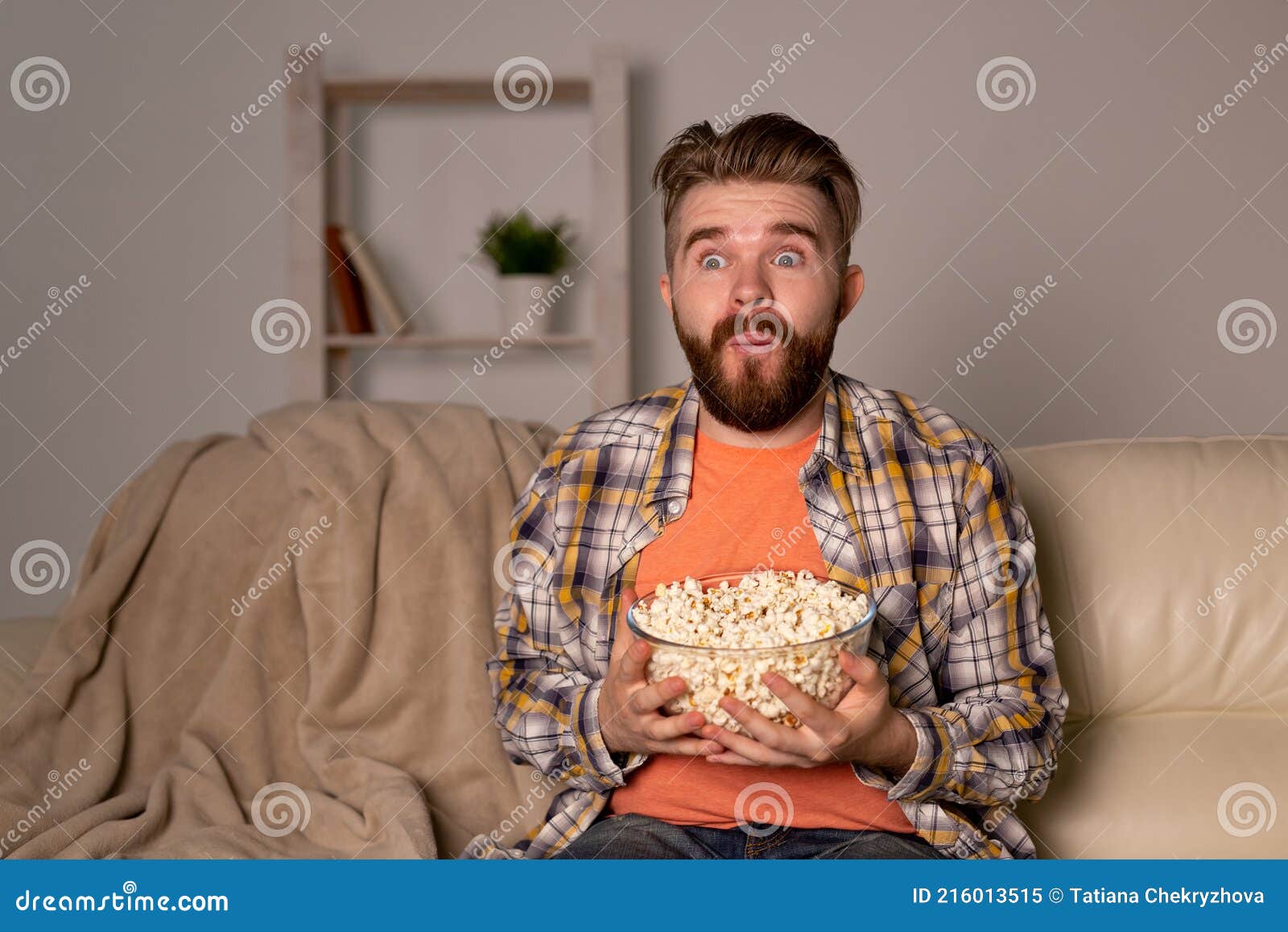 Single Man on the Couch Watching TV Stock Image - Image of watching ...