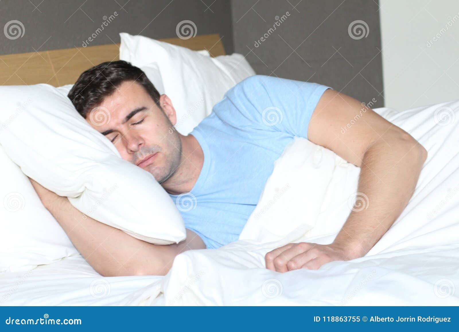 Single Man Peacefully Sleeping Close Up Stock Image - Image of illness ...
