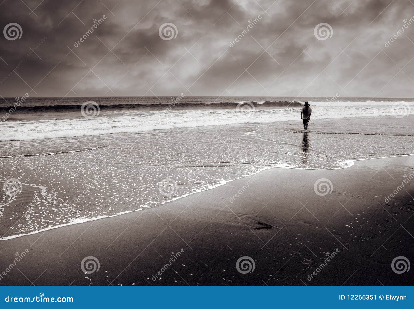 Single Man Walk at Coastline Stock Image - Image of loneliness ...