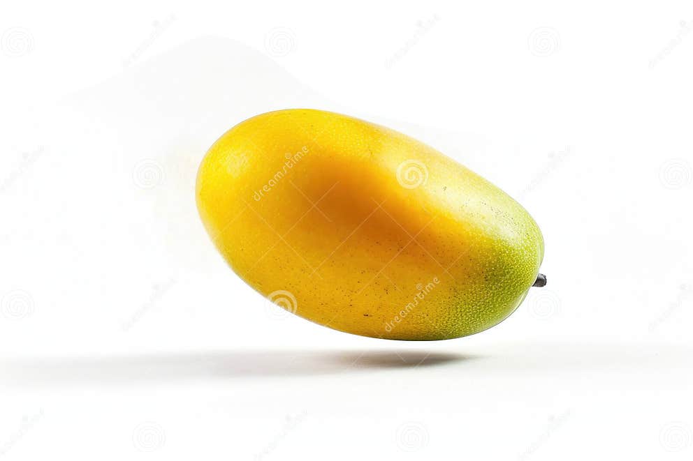 A Single Mango Fruit Sitting on a White Surface with a Subtle Shadow ...