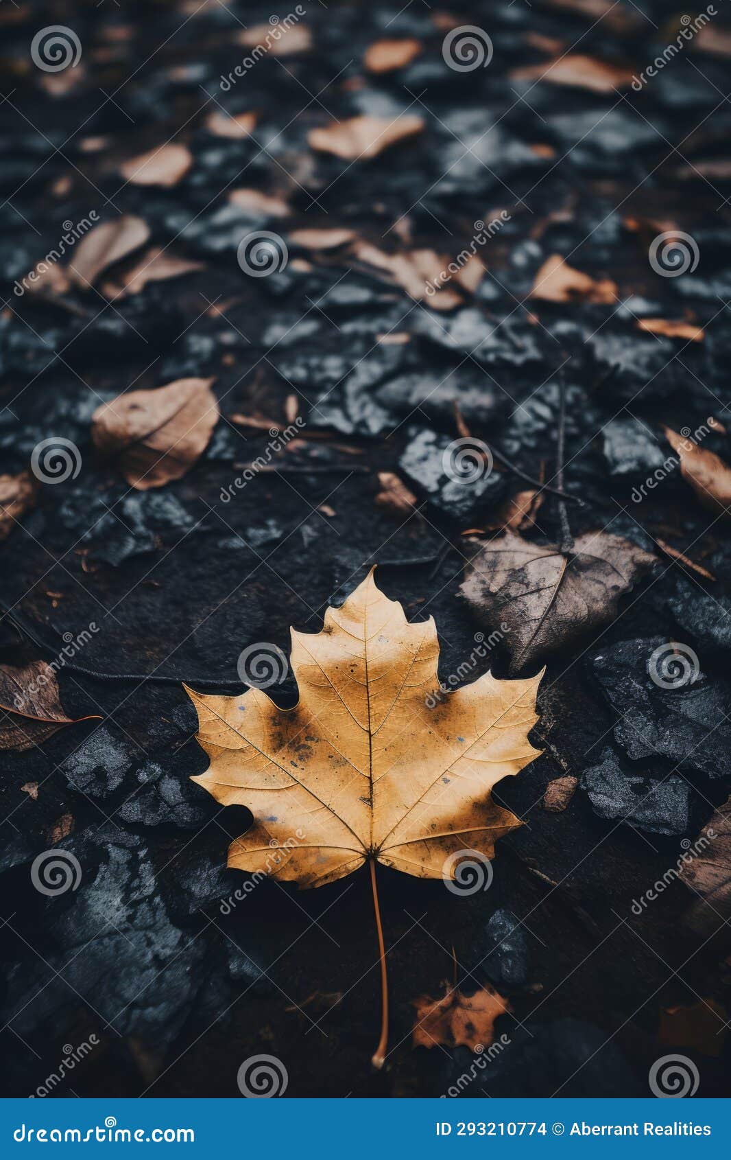 A Single Maple Leaf Laying on the Ground Stock Illustration ...