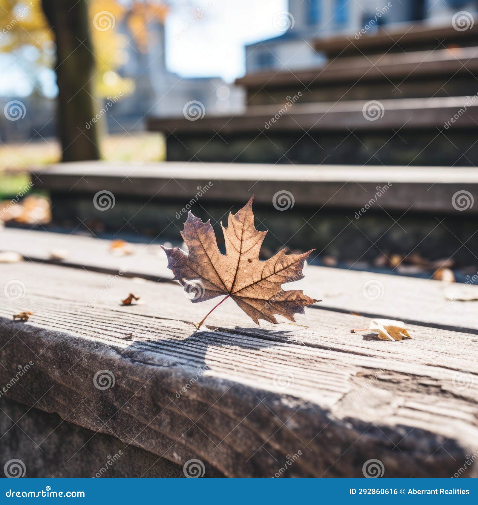 A Single Maple Leaf Sits on the Steps of a Building Stock Illustration ...