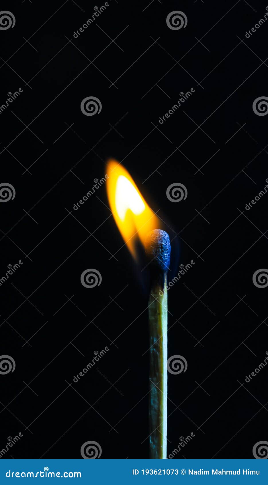 Single Matchstick on Fire in Front of Black Background. Stock Image ...