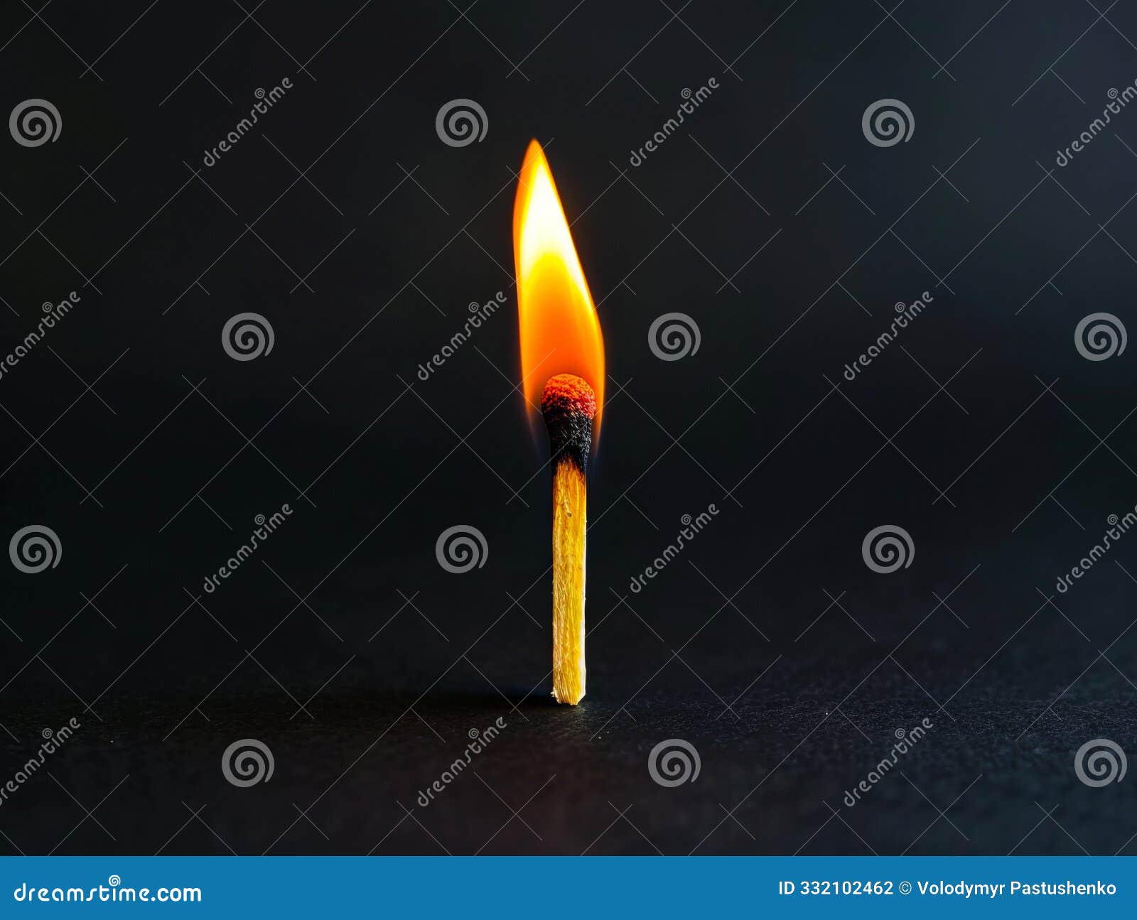 A Single Matchstick is Lit Up in the Dark Stock Photo - Image of ...