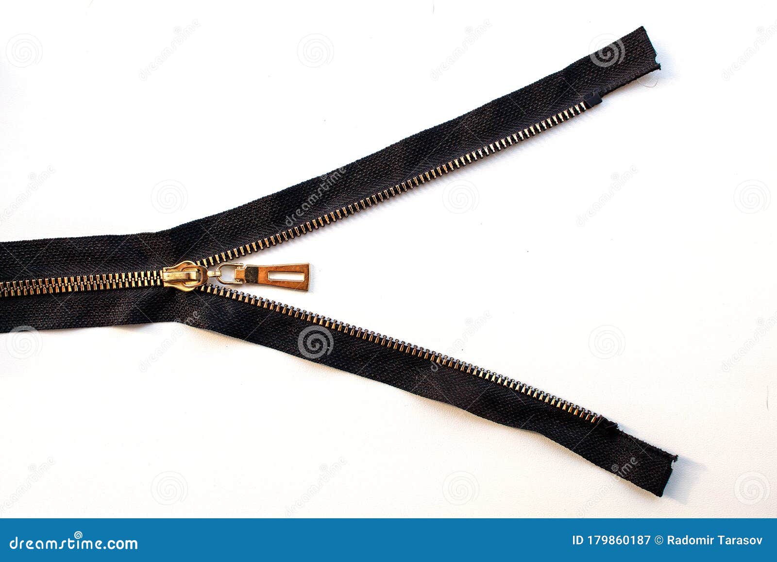 Single Metal Opened Zipper Closeup Stock Image - Image of connection ...