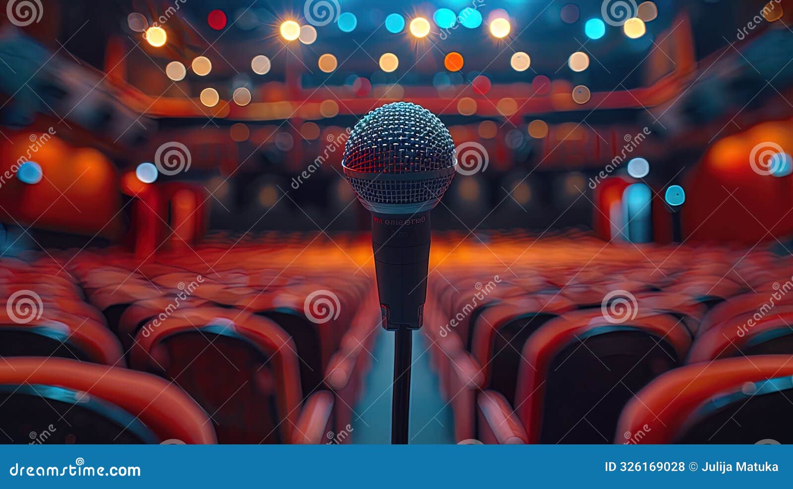 A Single Microphone on a Stage in an Empty Auditorium Stock Photo ...