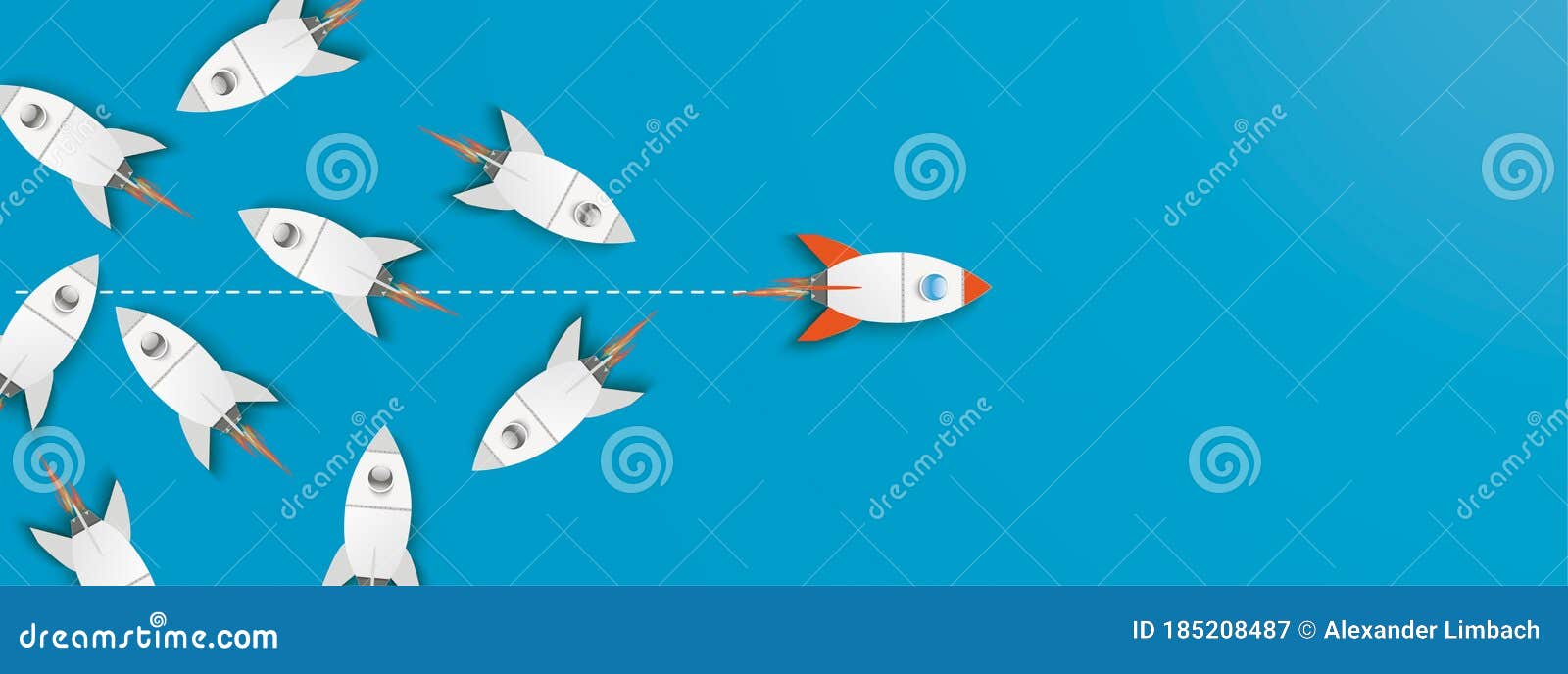 Single-Minded Rocket Startup Blue Header Stock Vector - Illustration of ...