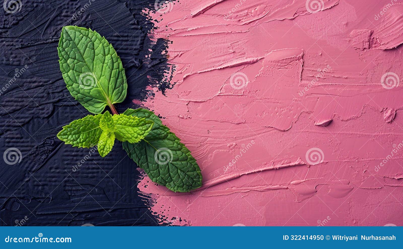 Single Mint Leaf Isolated on Pink and Black Background . Generative Ai ...