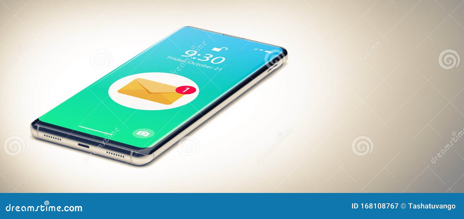 A Single Mobile Phone with Email Notification on Screen. Stock ...