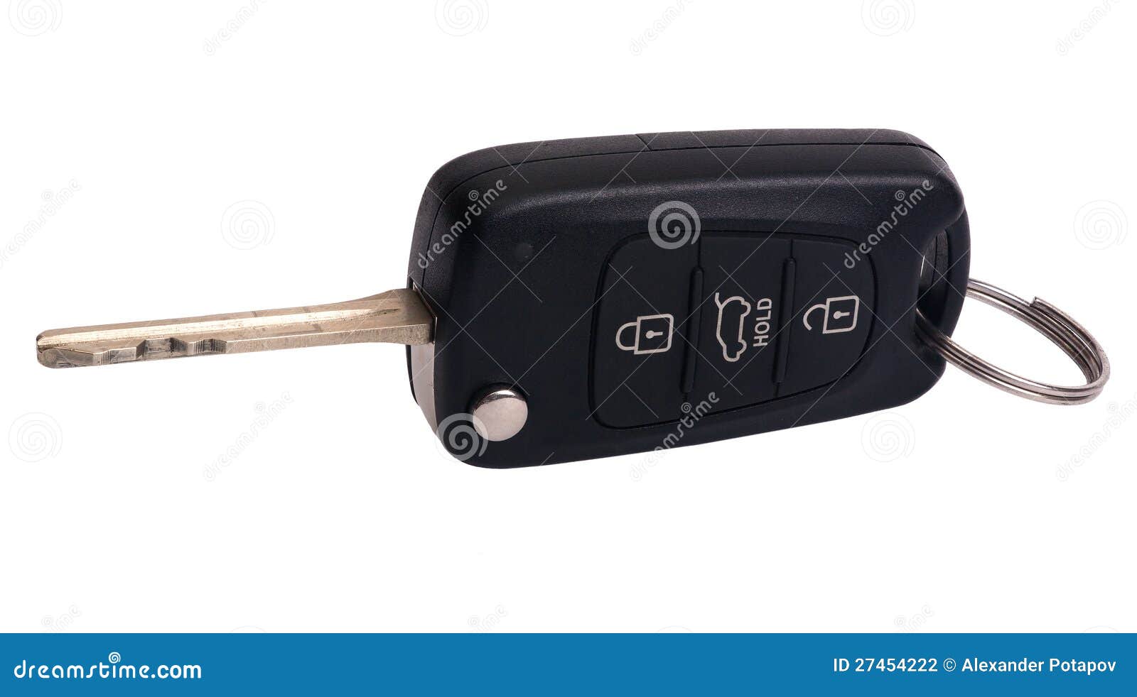 Single Modern Car Key Isolated on White Stock Photo - Image of white ...