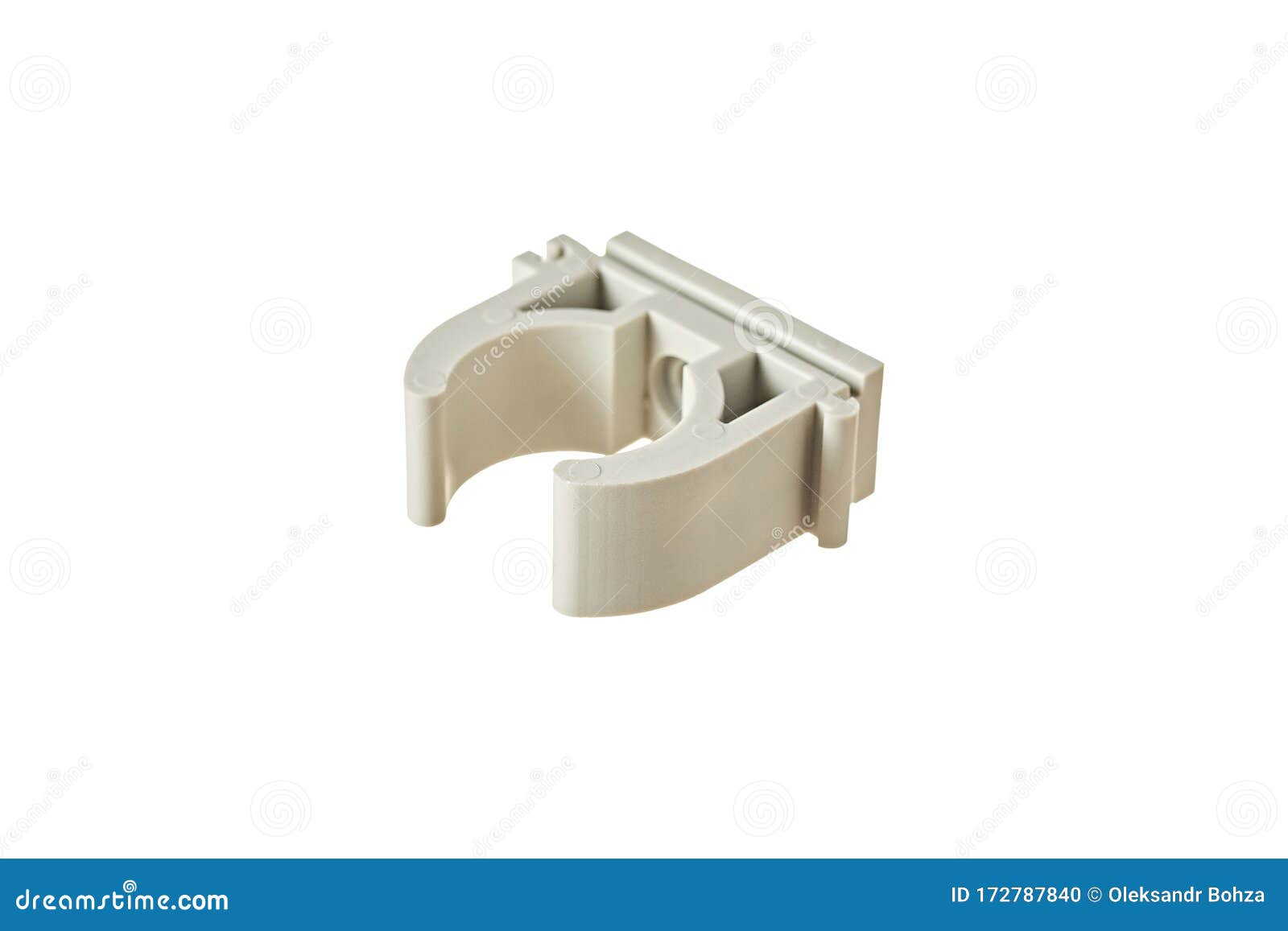 Single Modern Plastic Fastener for Polypropylene Pipe Isolated on White ...