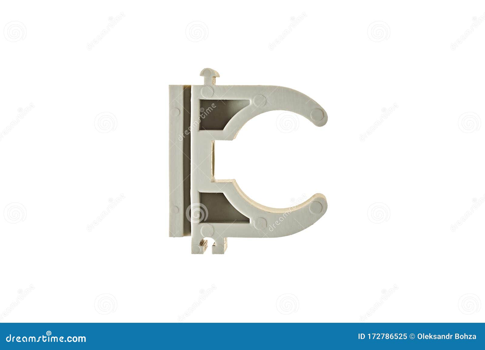 Single Modern Plastic Fastener For Polypropylene Pipe Isolated On White ...