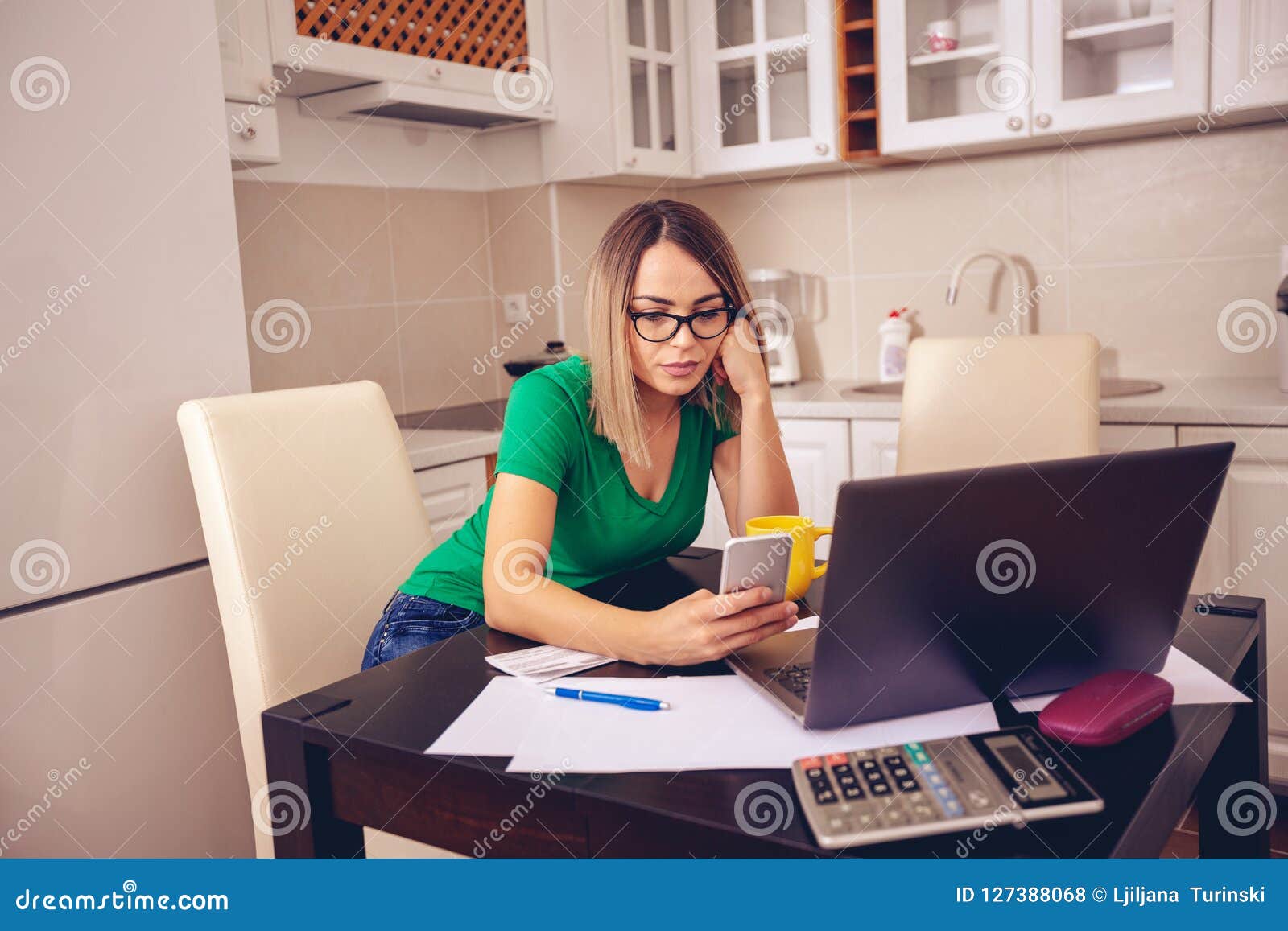 Single Mom Working - Stressed Business Woman Stock Photo - Image of ...
