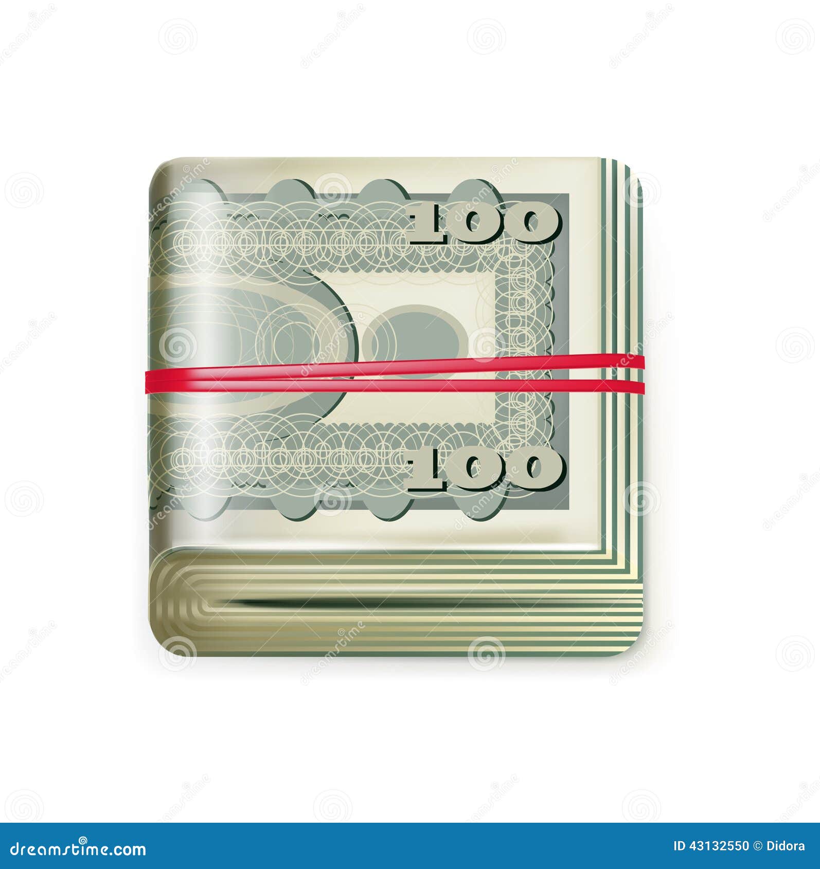 Single Money Stack Folded with Rubber Band Isolated Stock Vector ...