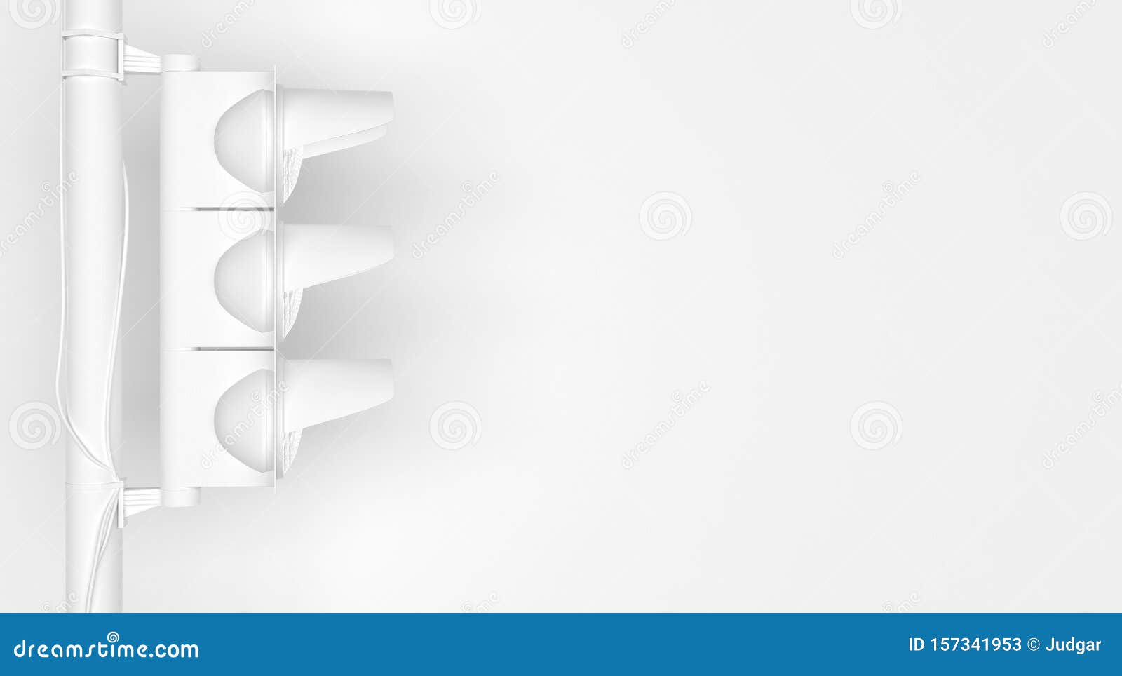 Single Monochrome White Traffic Light in Side View on White Background ...