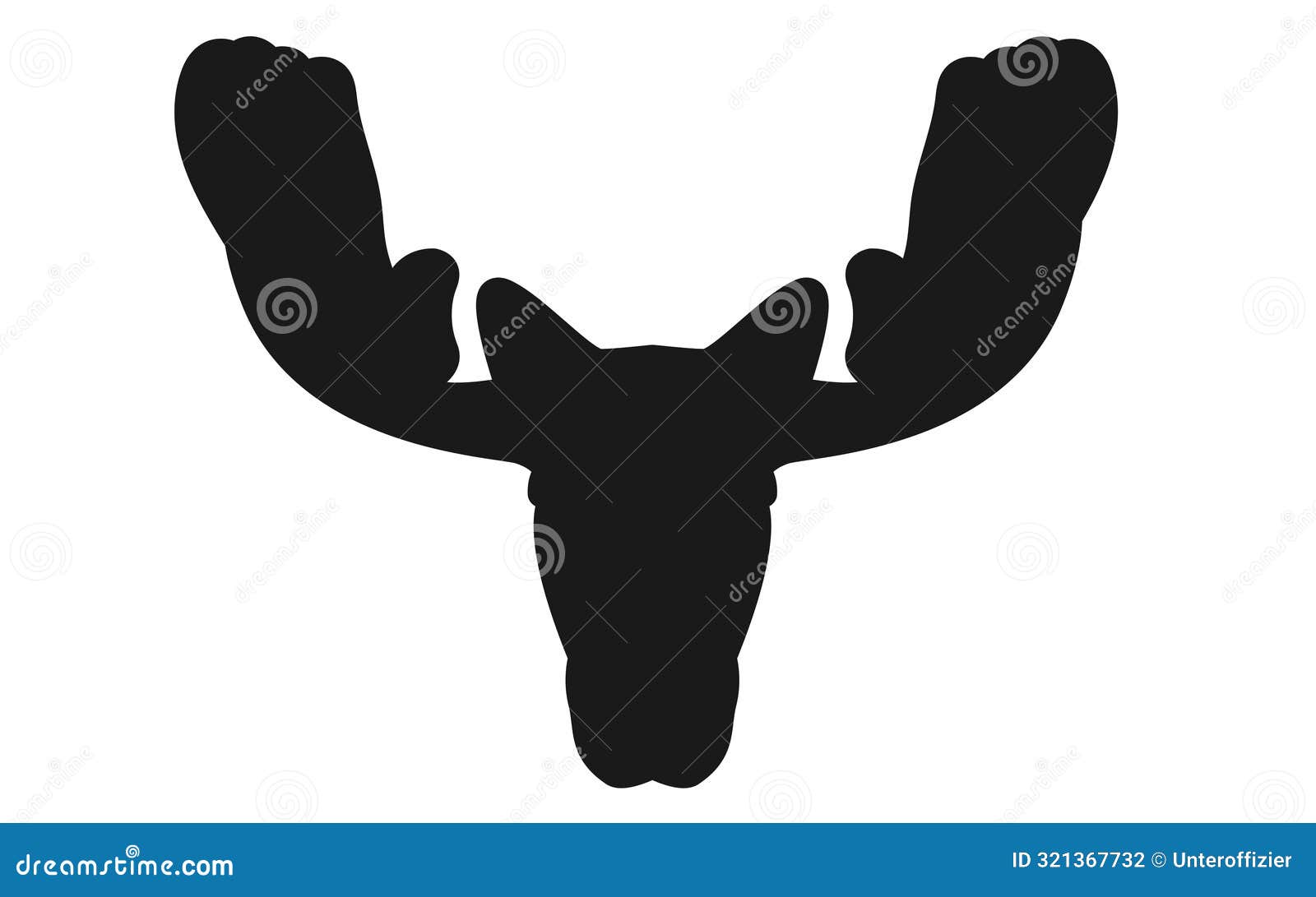 A Single Moose Head Outline Shape All Black Silhouette Against A White ...