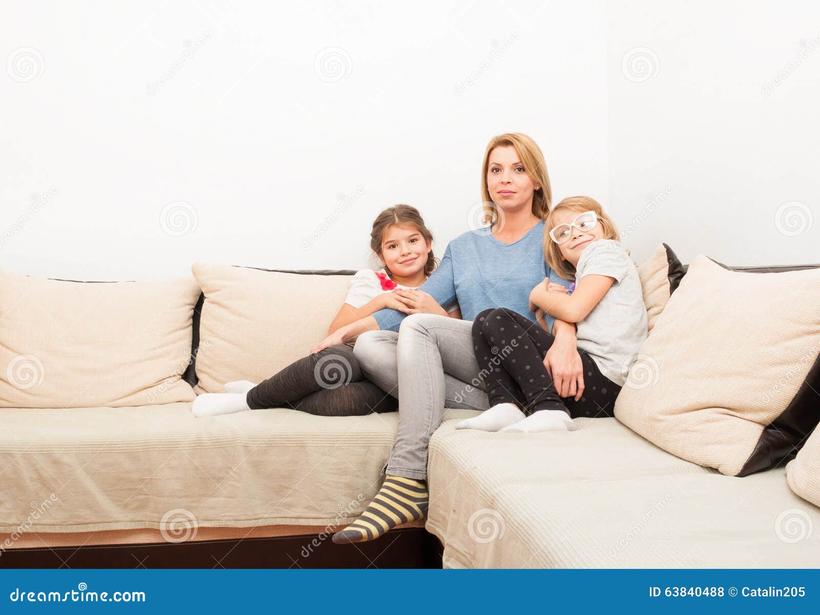 Single Mother and Two Daughters Stock Photo - Image of family, happy ...