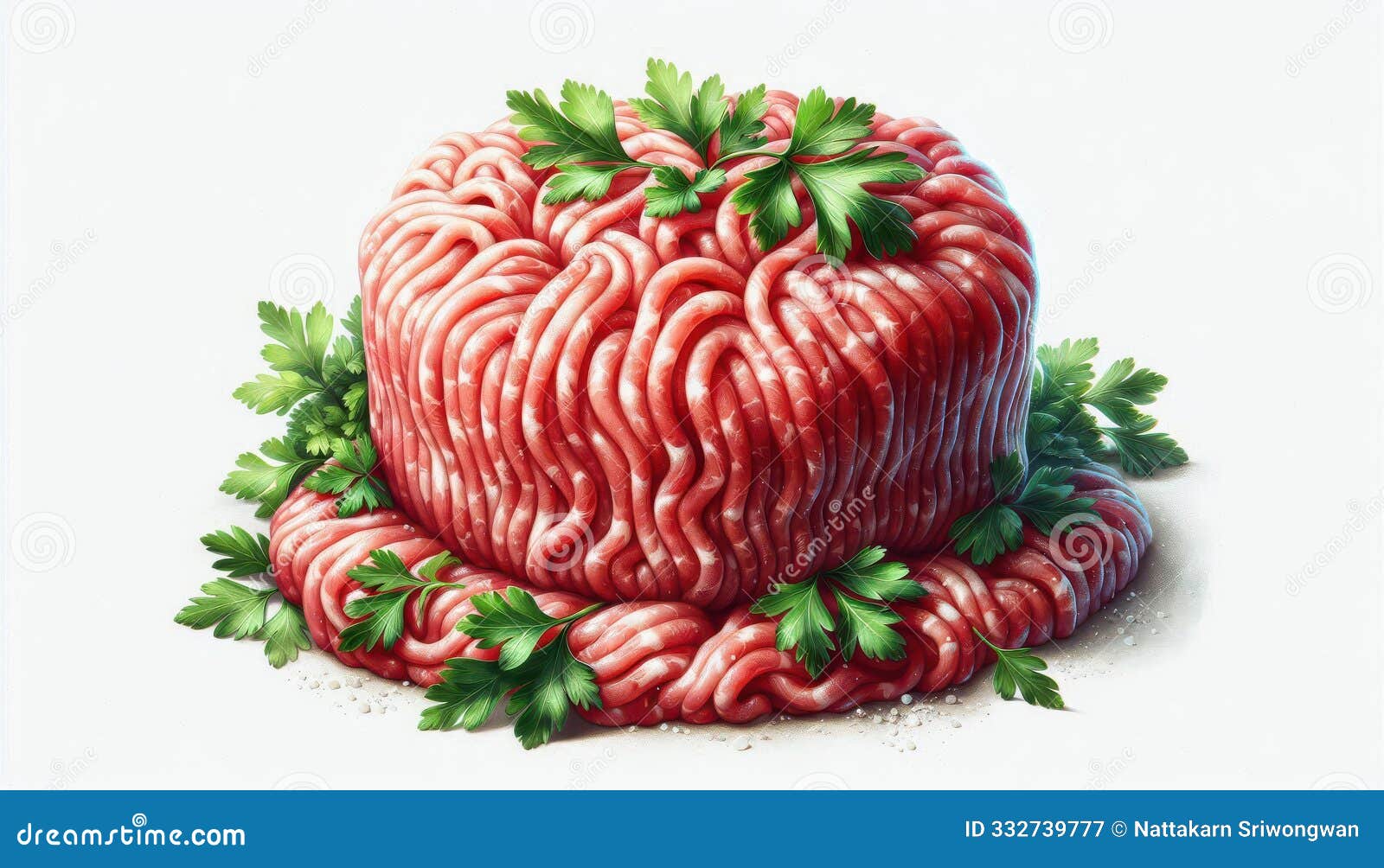 A Single Mound of Ground Beef is Isolated on a White Background Stock ...