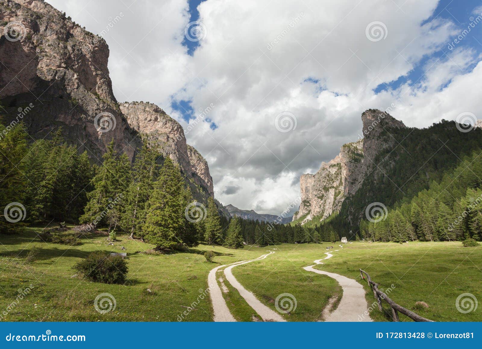 A Single Mountain Path Splits in Two Different Directions Stock Photo ...