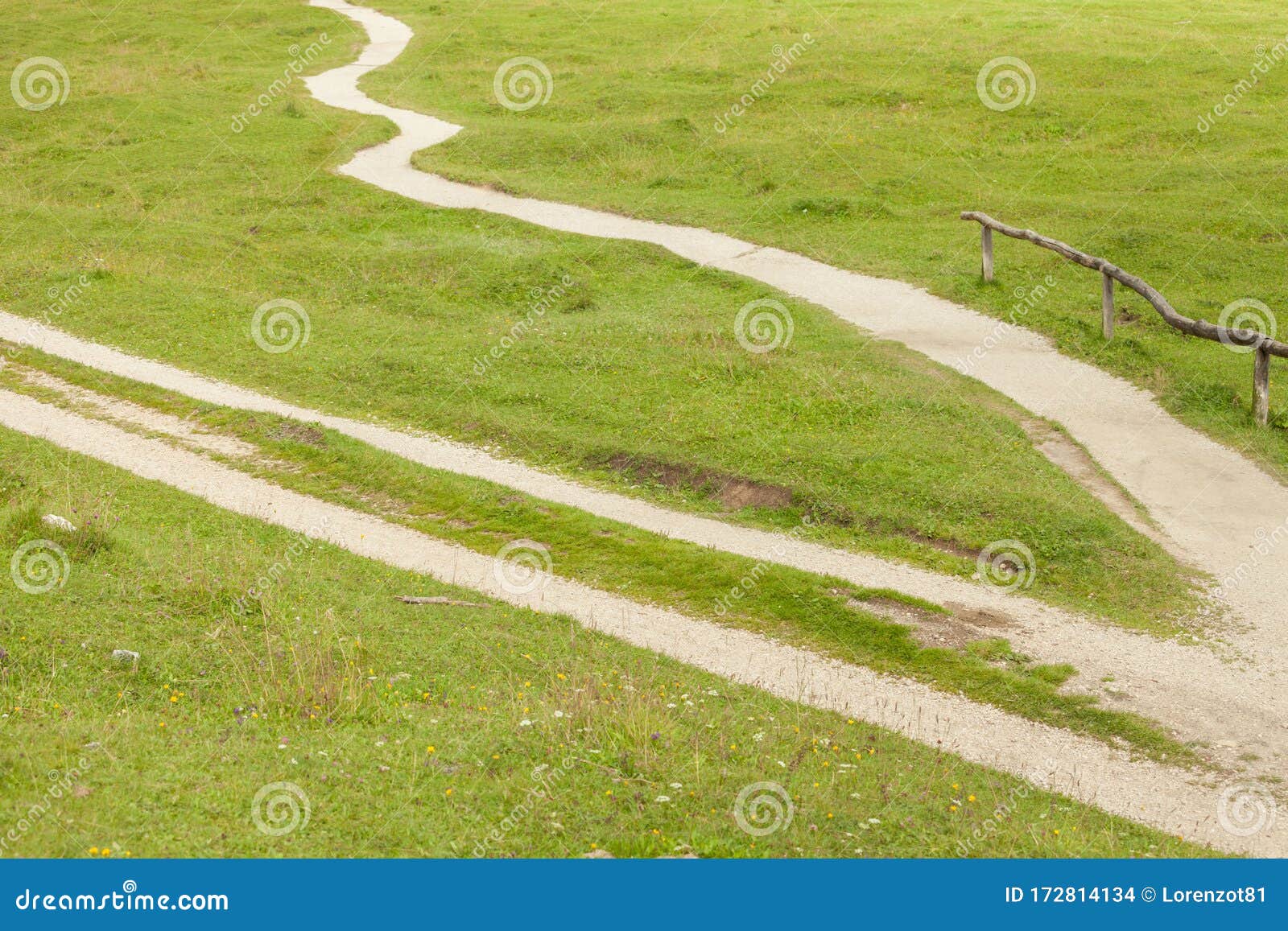 A Single Mountain Path Splits in Two Different Directions Stock Photo ...