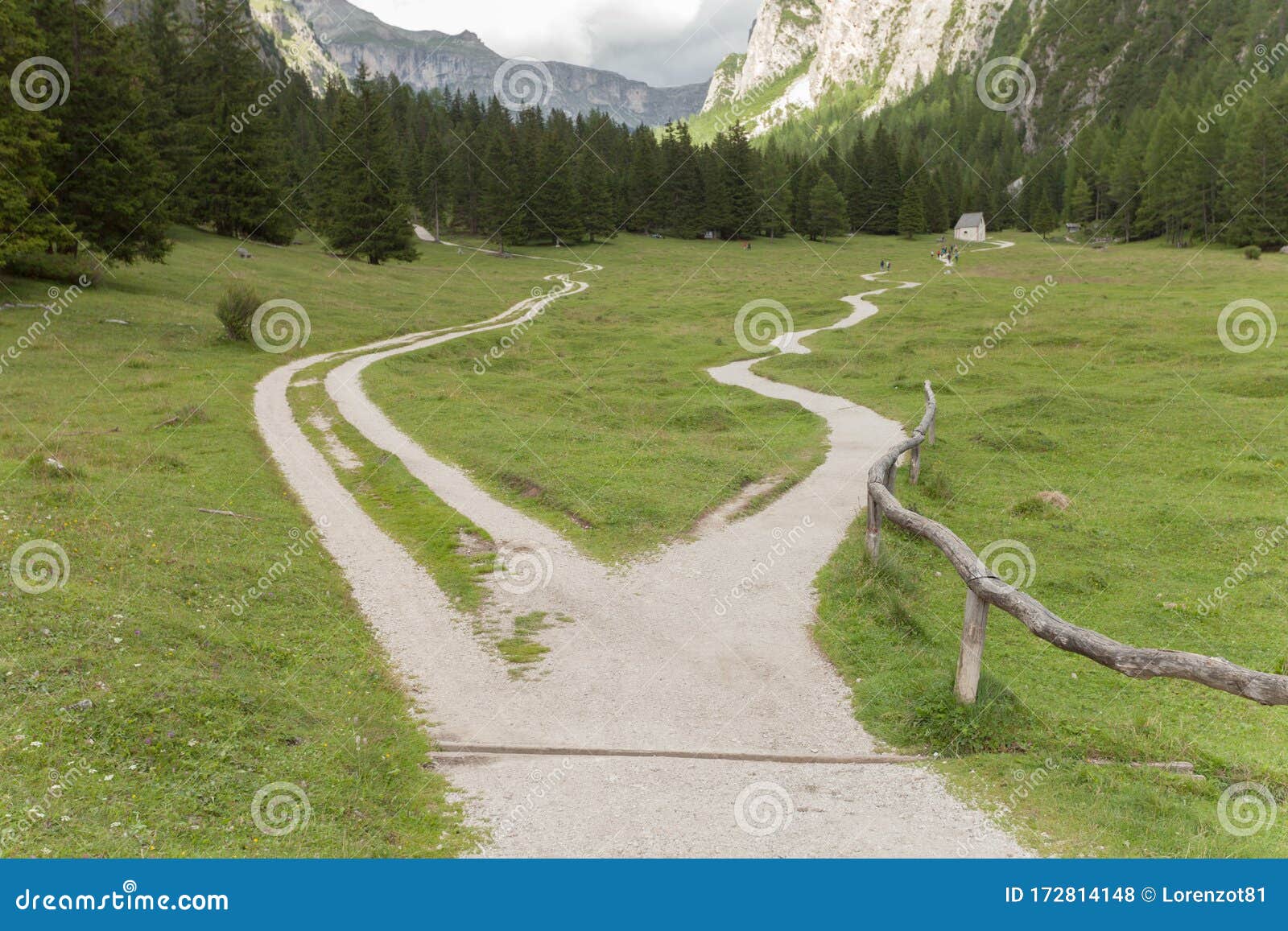 A Single Mountain Path Splits in Two Different Directions Stock Photo ...