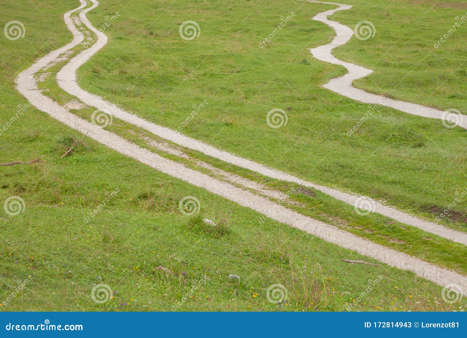 A Single Mountain Path Splits in Two Different Directions Stock Image ...