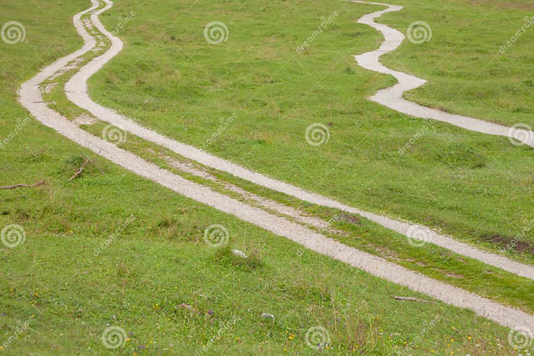 A Single Mountain Path Splits in Two Different Directions Stock Image ...