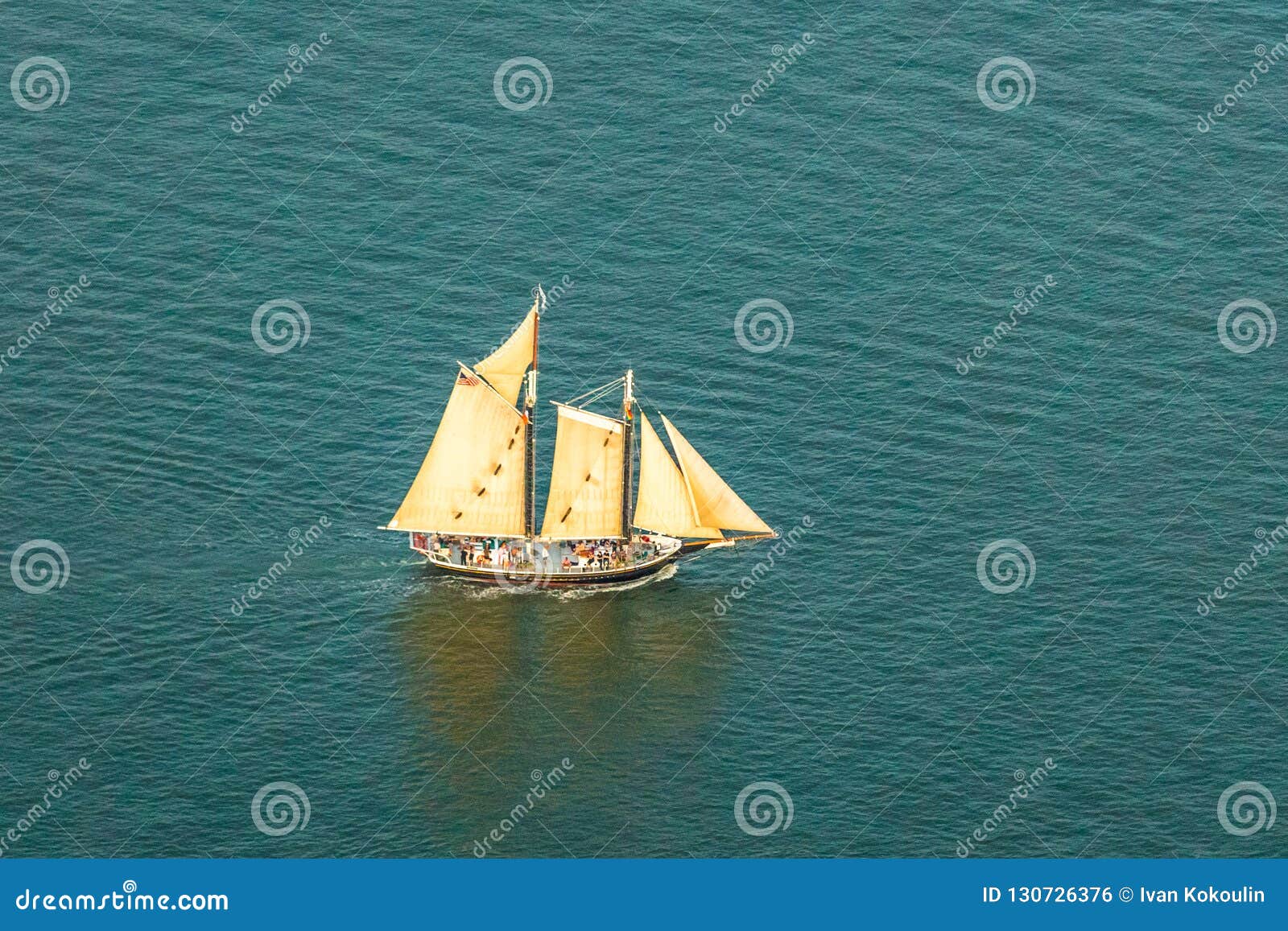 Single Nautical Sail Boat in Open Sea Stock Photo - Image of navigation ...