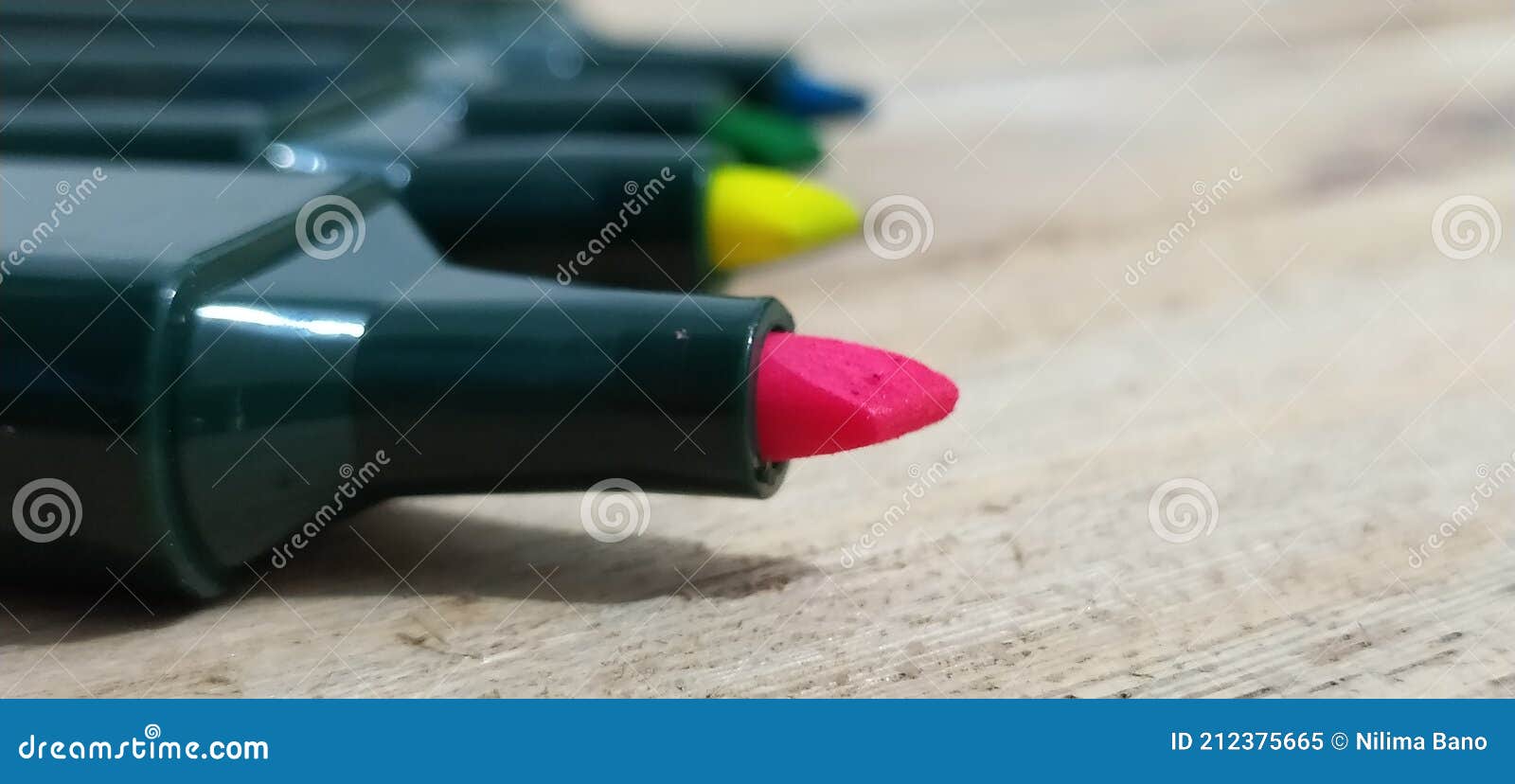 Single Highlighter or Marker on Table Stock Image - Image of creative ...