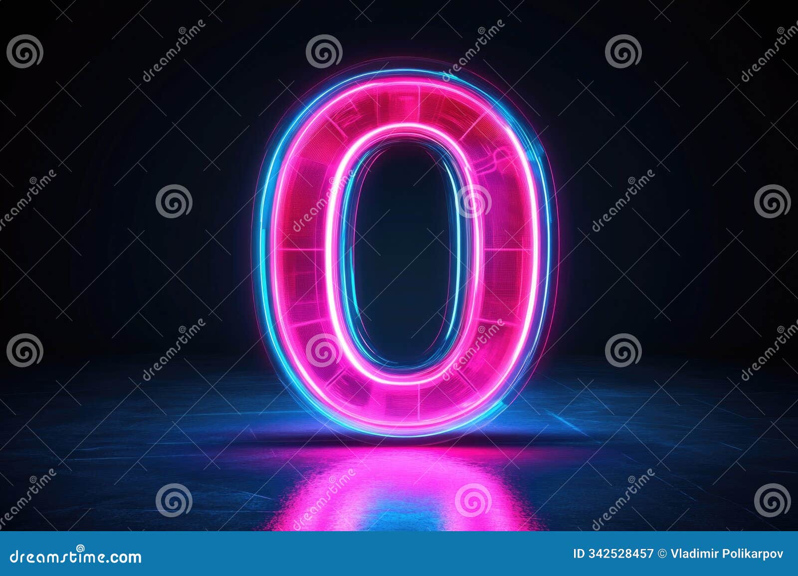 A Single Neon Letter O on a Dark or Black Background Stock Image ...