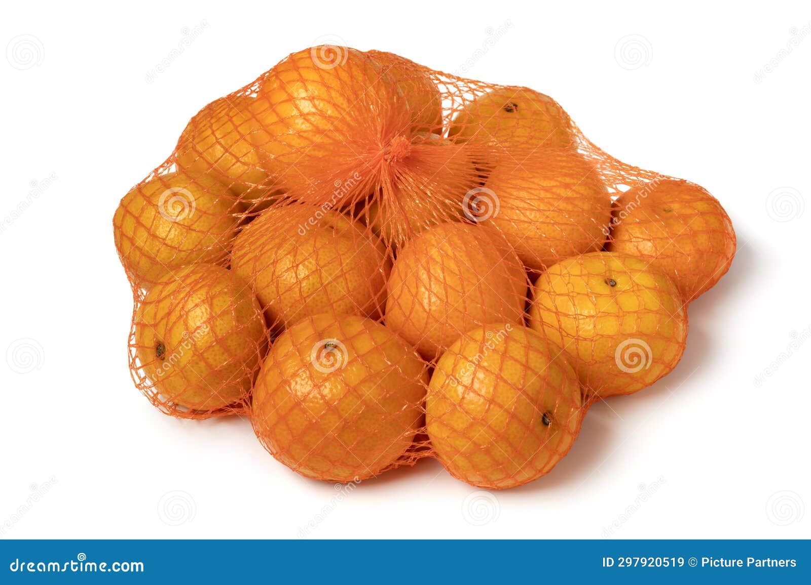 Single Net with Fresh Orange Mandarins Close Up on White Background ...